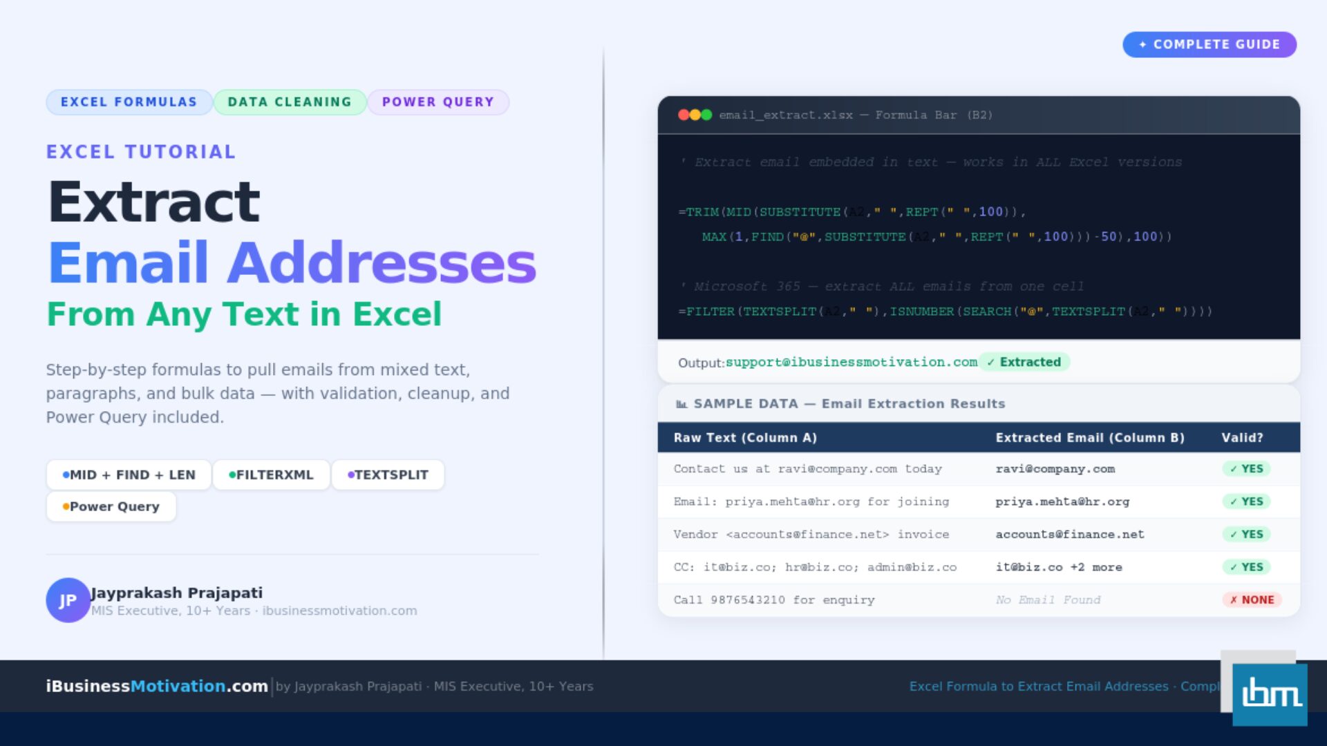 Excel Formula to Extract Email Addresses: Complete Guide